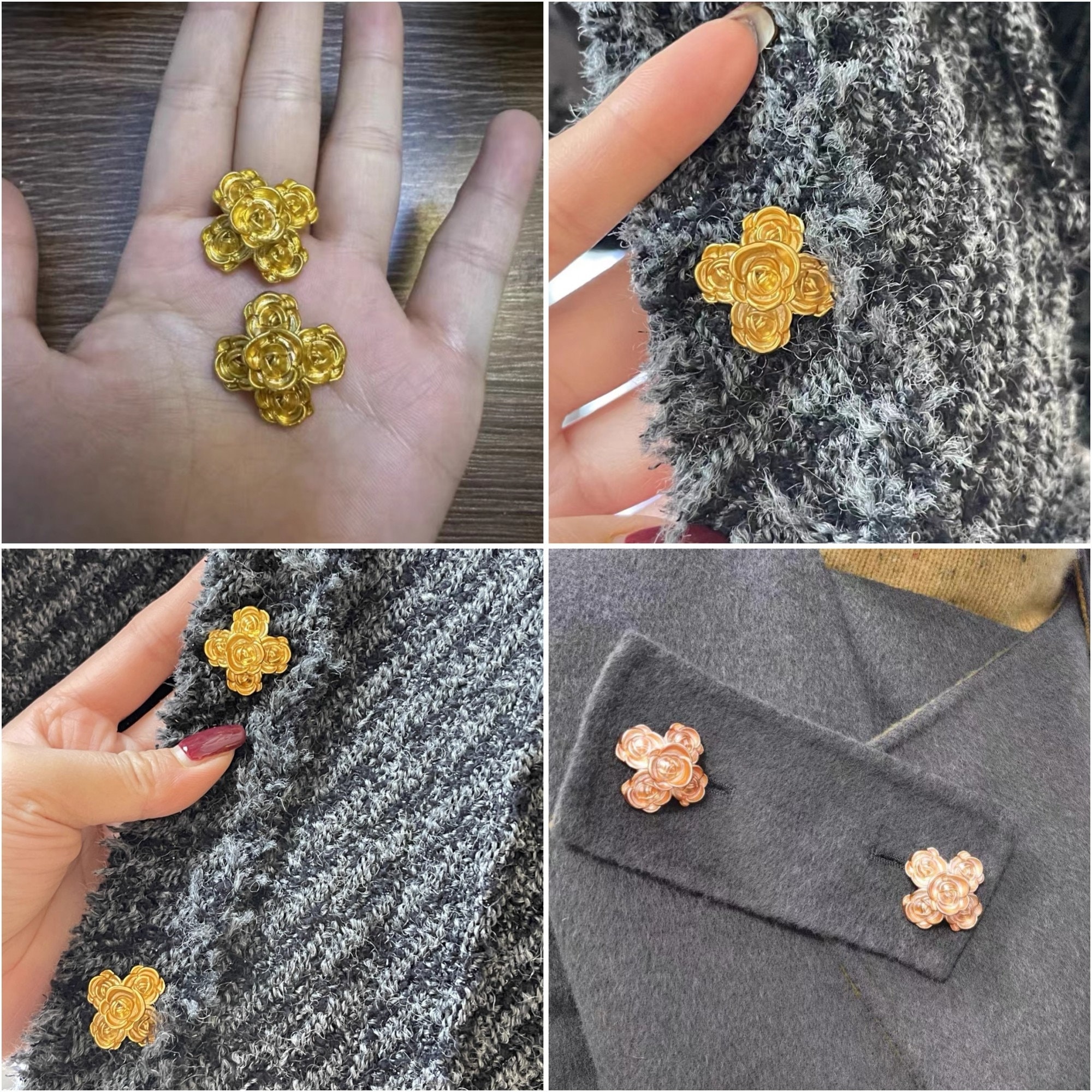 Vintage Gold Metal Flowery Button Handmade Decorative Button Suit Coat ...