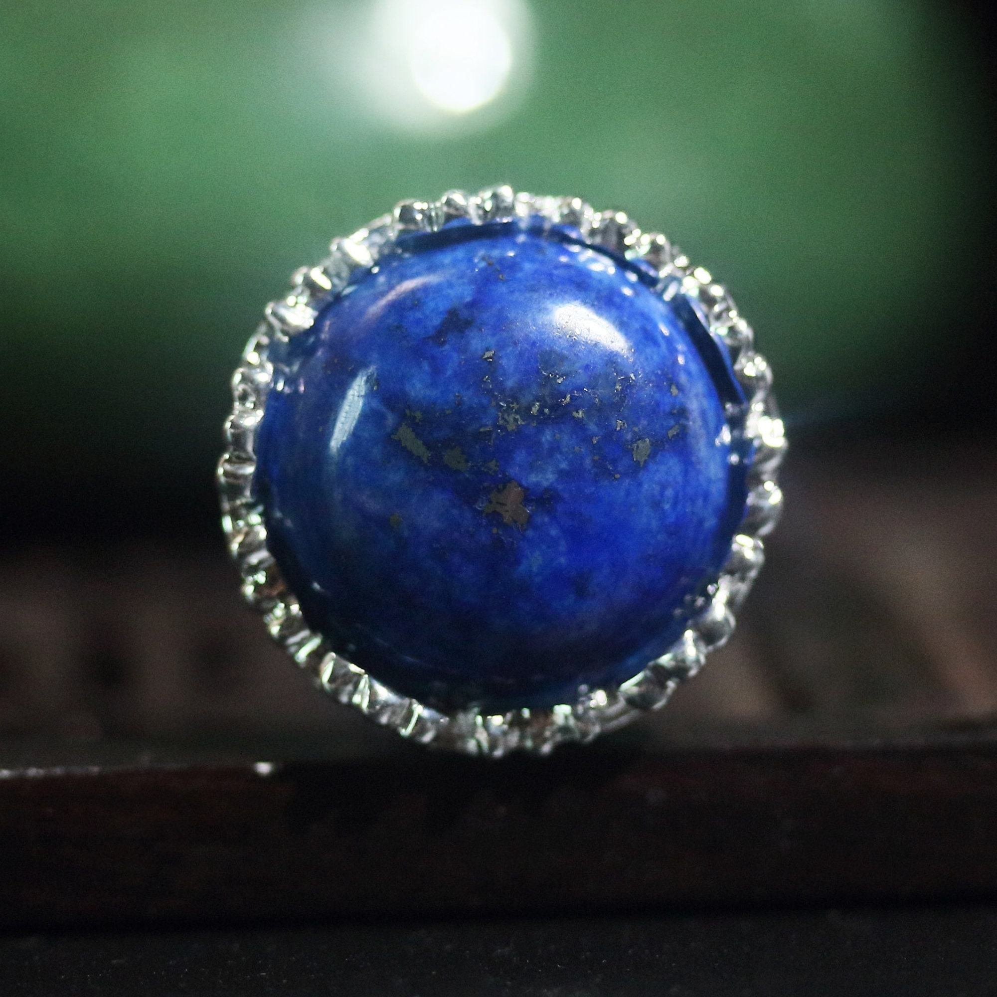 Vintage Lapis Lazuli Metal Buttons Blue Gemstone Buttons Unique Handmade Decorative Shank ...