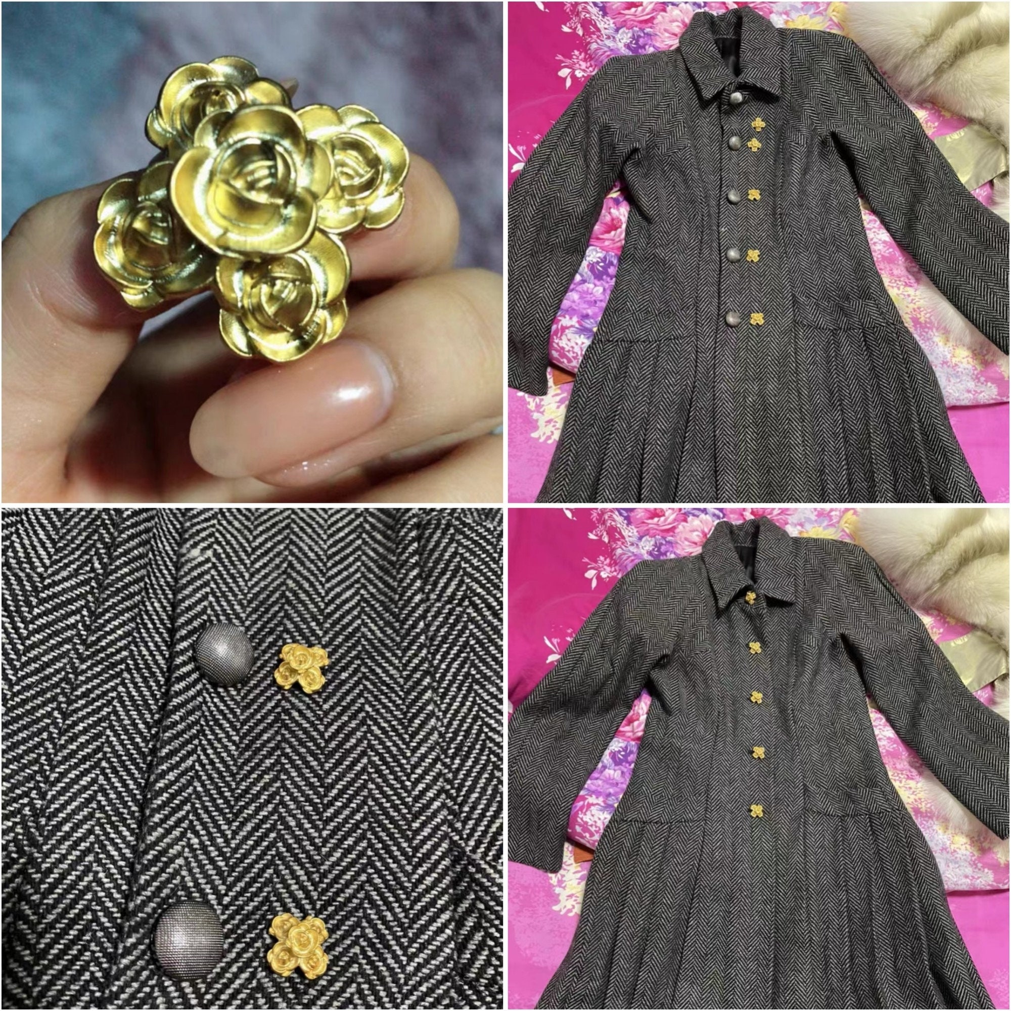 Vintage Gold Metal Flowery Button Handmade Decorative Button Suit Coat ...