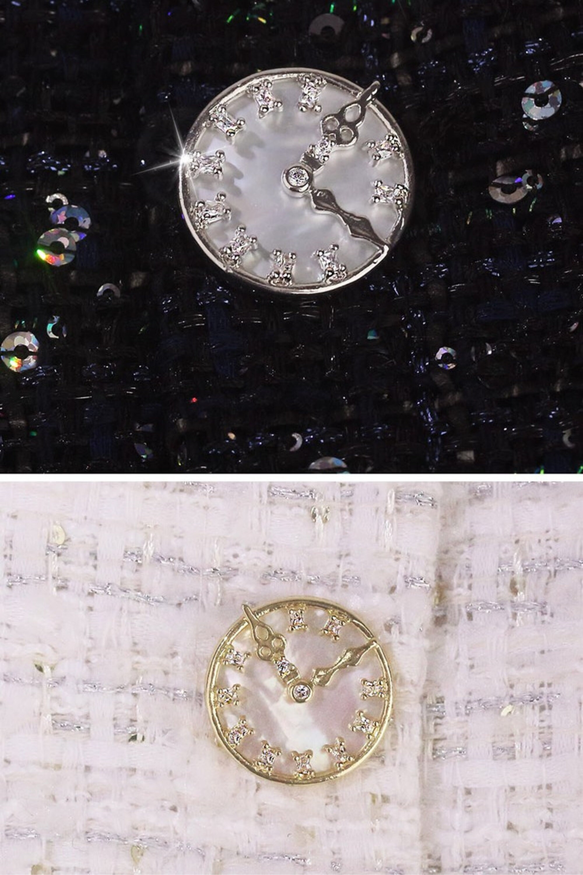 Unique Clock-shaped Rhinestone Buttons Handmade Creative Mother of ...