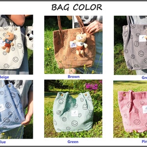 Personalized Smiley Face Purse, Lunch Bag, Makeup Bag, Corduroy Tote ...