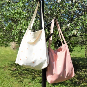 Personalized Tote Bag With Zipper,daisy Embroidered Floral Tote Bag ...