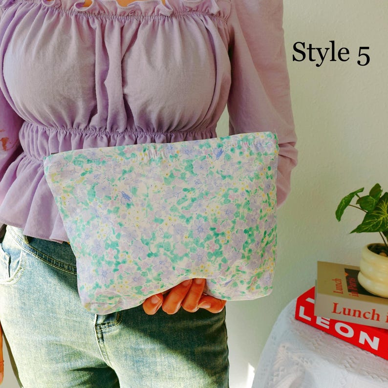 Personalized Floral Makeup Bag, Custom Name Canvas Cosmetic Pouch ...