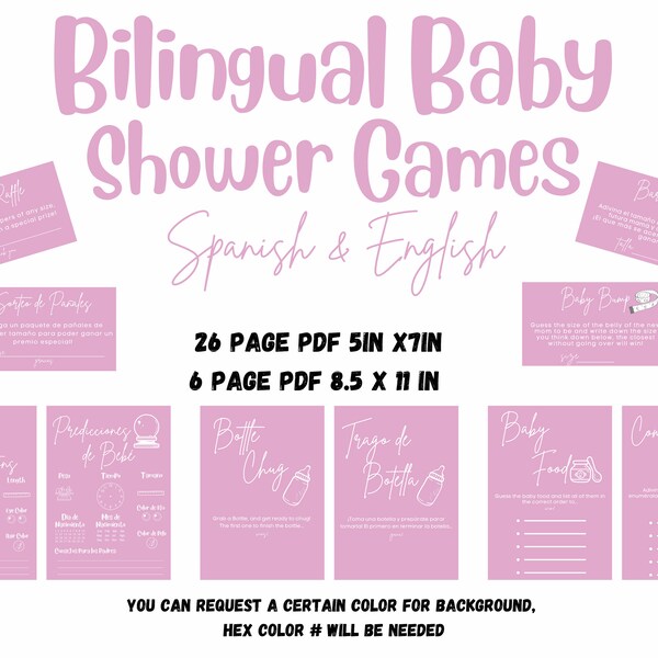 Bilingual Baby Shower Blue and White Games Spanish and English Digital ...