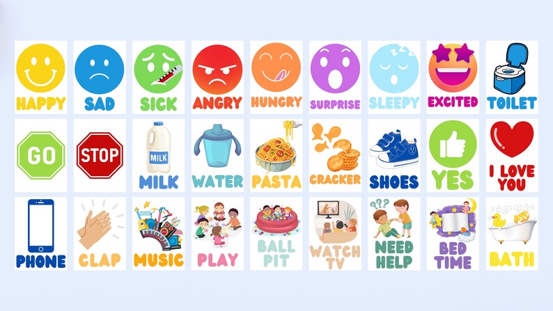 Printable English Communication Cards for Infants to Toddlers Age - Etsy