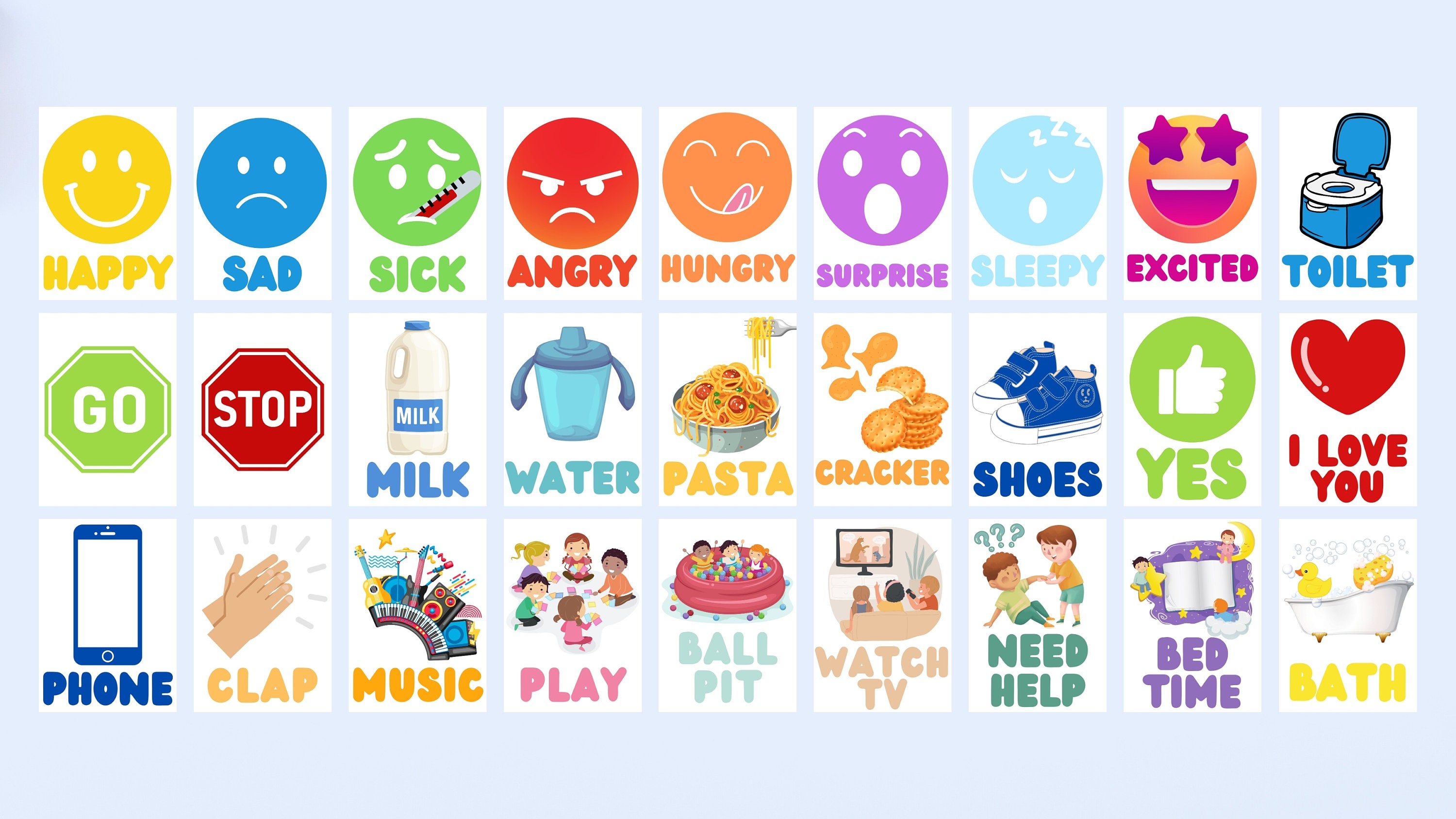 Printable English Communication Cards for Infants to Toddlers Age - Etsy