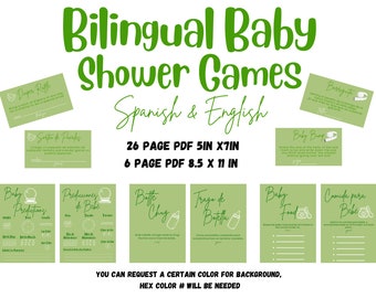 10 Bilingual Spanish English Baby Shower Games Minimalist Version/10 ...
