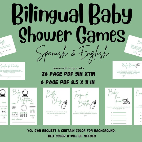 Bilingual Baby Shower Games Spanish - Etsy
