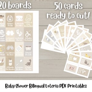 20 BOARDS Bilingual Neutral Baby Shower Loteria Game Cards Spanish and ...
