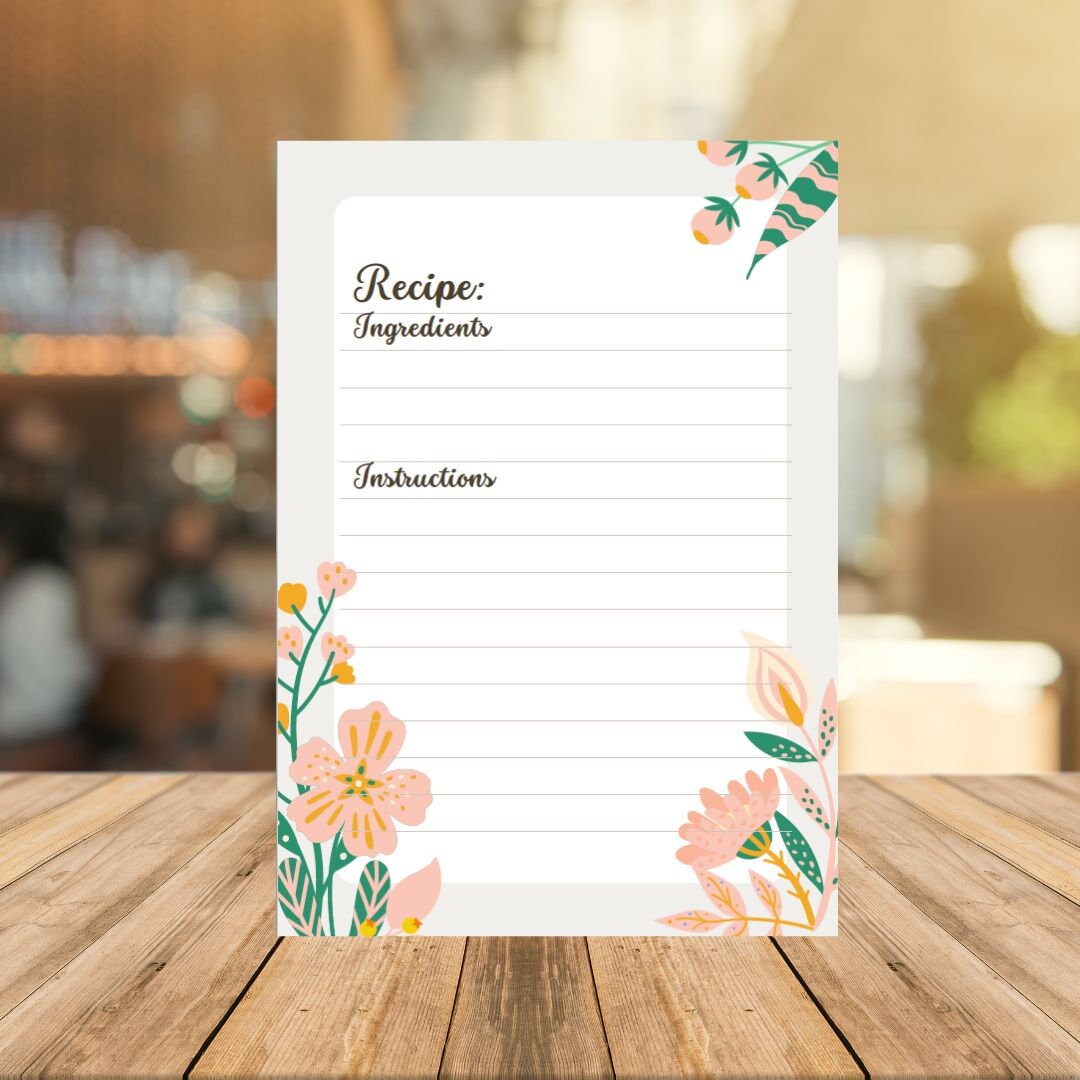 Printable Recipe Card Digital Recipe Card Recipe Card PDF - Etsy