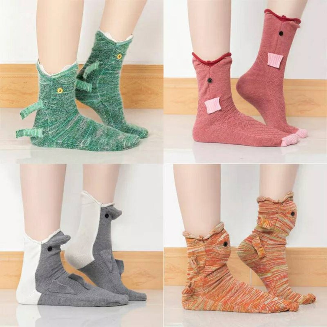 Super Cute Funny Novelty Shark, Crocodile, Chameleon Socks, Feet Socks ...
