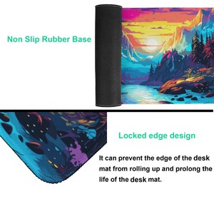 Mountain Sunset Desk Mat, Colorful Mouse Pad, Landscape Mousemat ...