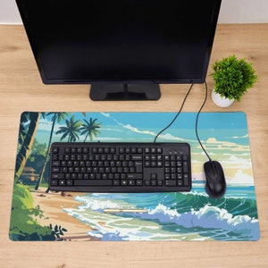 Beach Desk Mat, Large Nature Mouse Pad, Beach Wave Desk Mat, Aesthetic ...