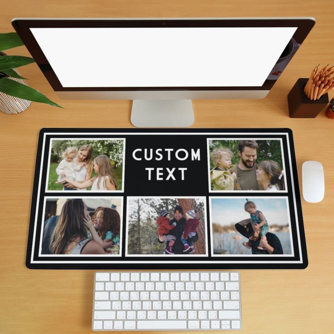 Personalized Photos Desk Mat Photo Collage Desk Mat Custom Text Desk ...