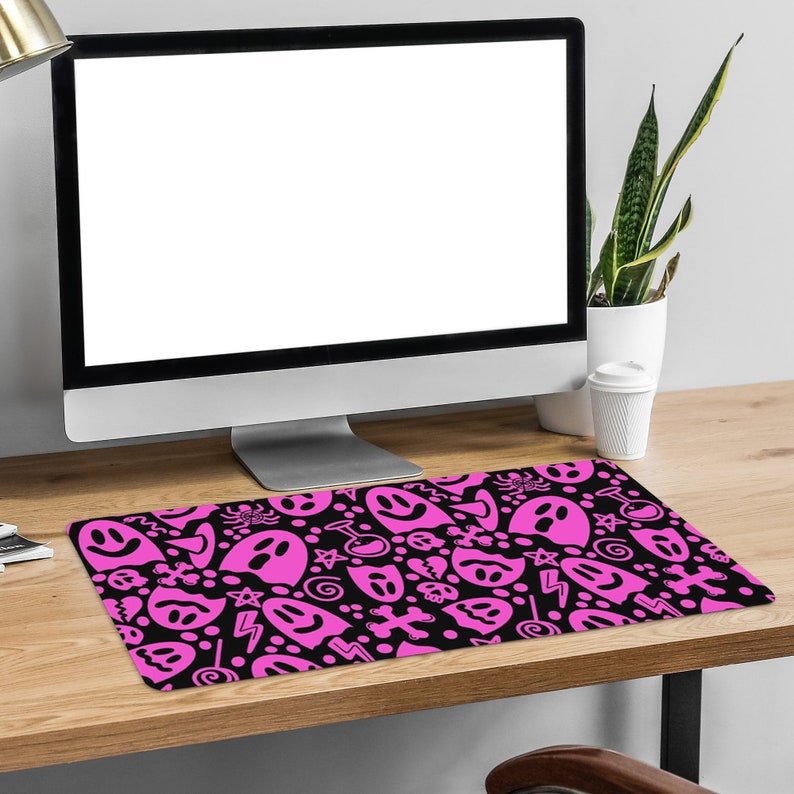 Ghost Pattern Desk Mat Kawaii Halloween Desk Mat Ghost Mouse - Etsy