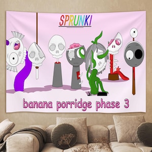 Sprunki Phrase 3 Wall Tapestry, Sprunki Character Tapestry, Sprunki ...