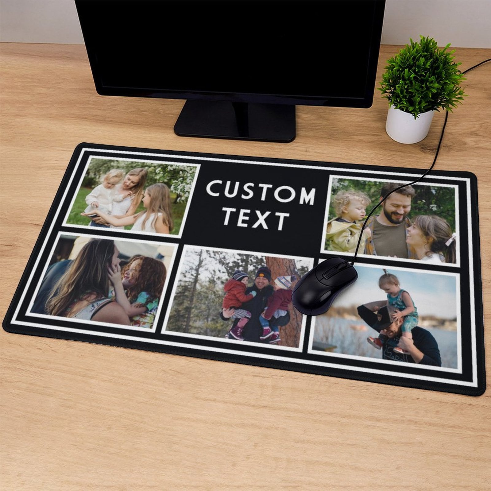 Personalized Photos Desk Mat Photo Collage Desk Mat Custom Text Desk ...