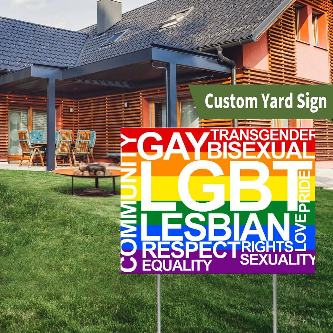 Gay LGBT Lesbian Pride Plastic Yard Sign, LGTBQ Rainbow Sign, Respect ...