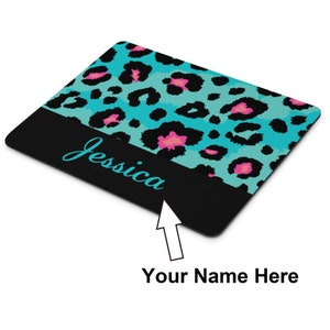 Leopard Print Mouse Pad, Personalized Name Mouse Pad, Animal Print ...