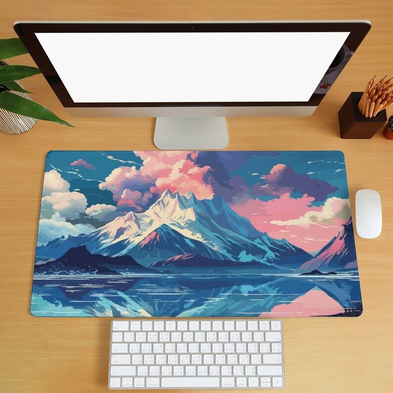 Mountain and Clouds Desk Mat Mountain Mouse Pad Aesthetic - Etsy
