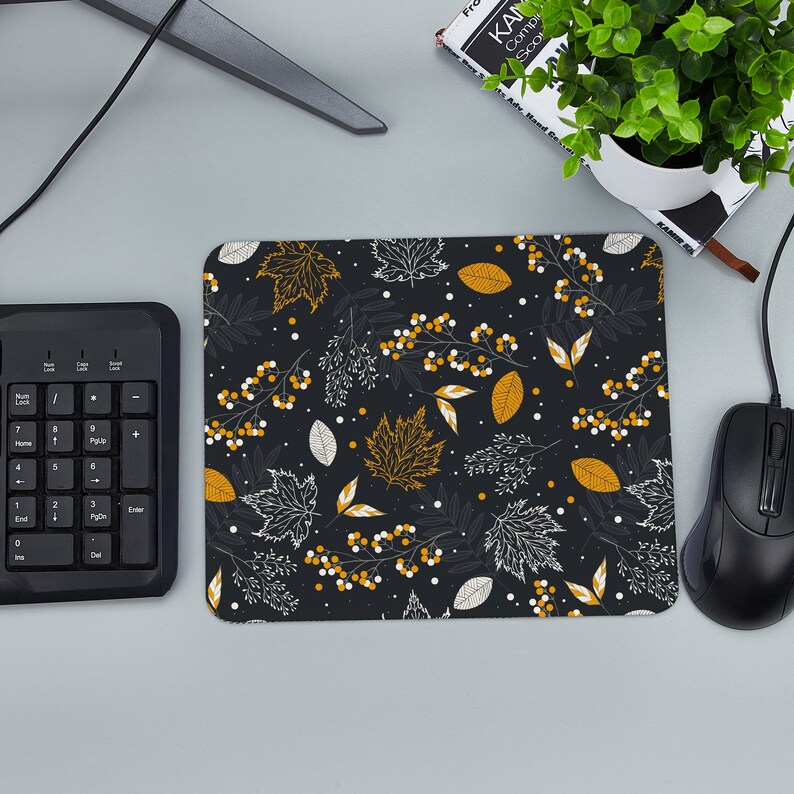 Fall Leaves Desk Mat, Botanical Desk Mat, Plants Mouse Pad, Extended ...