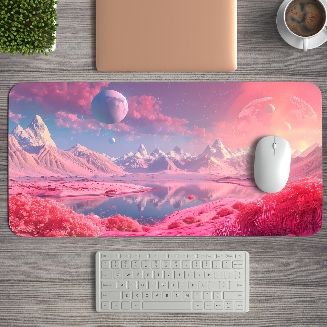 Pink Galaxy Desk Mat, Universe Desk Mat, Astronaut Mouse Pad, Planets ...