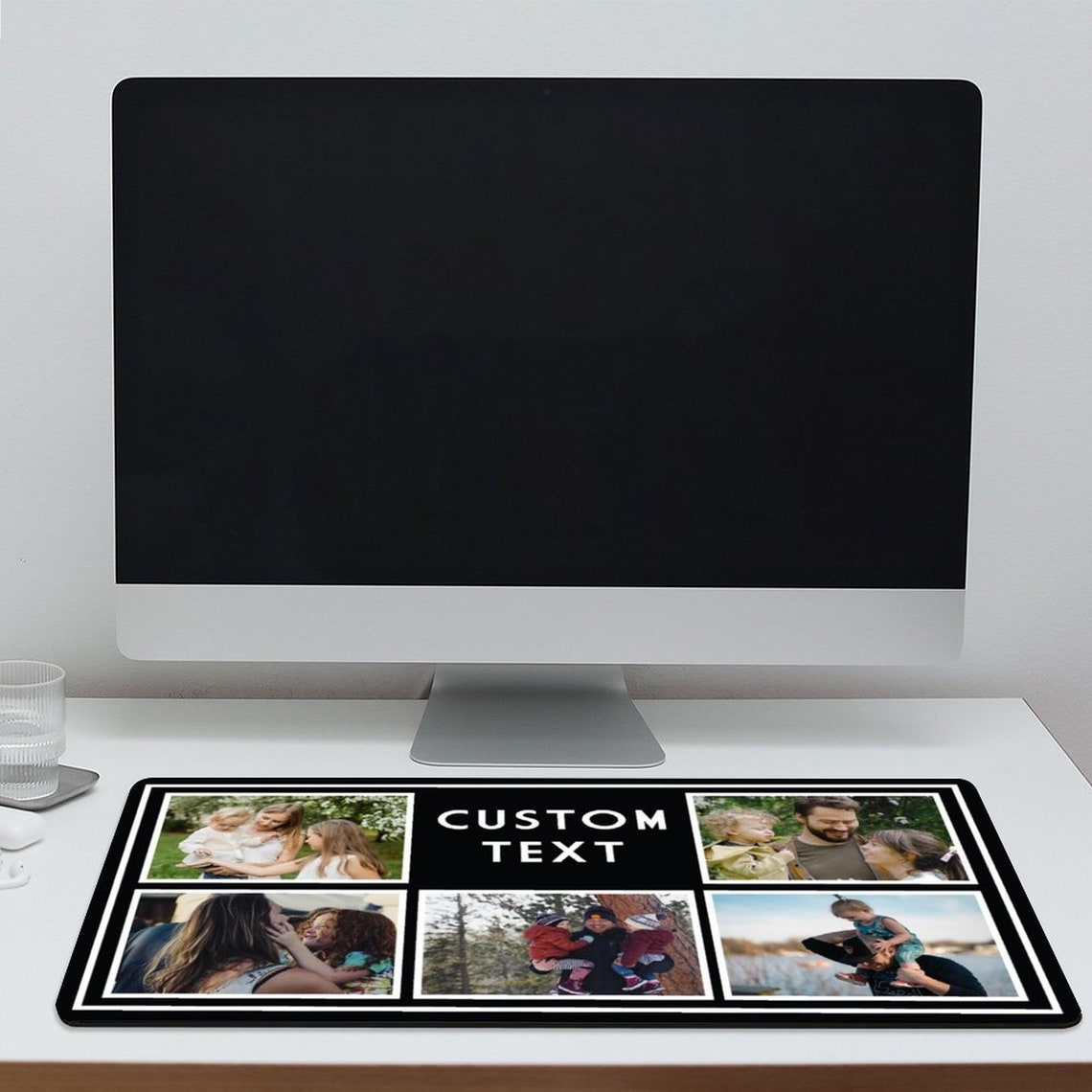 Personalized Photos Desk Mat Photo Collage Desk Mat Custom Text Desk ...