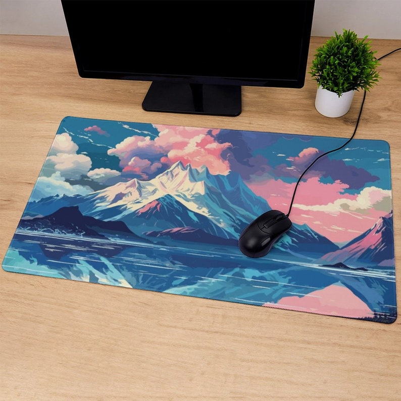 Mountain and Clouds Desk Mat Mountain Mouse Pad Aesthetic - Etsy