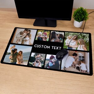 Photo Collage Desk Mat, Custom Text Desk Pad, Photo Mouse Pad ...