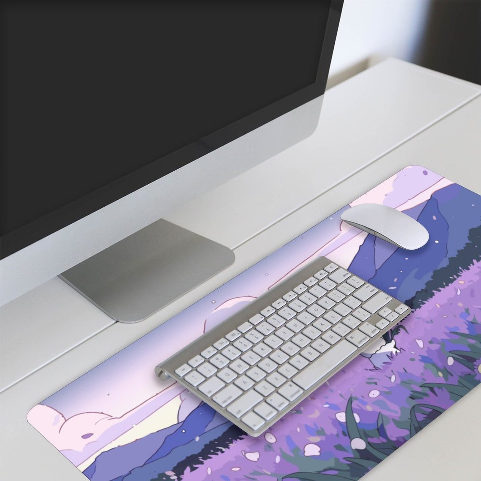 Cute Purple Plant Desk Mat Kawaii Cartoon Desk Mat Mountain - Etsy