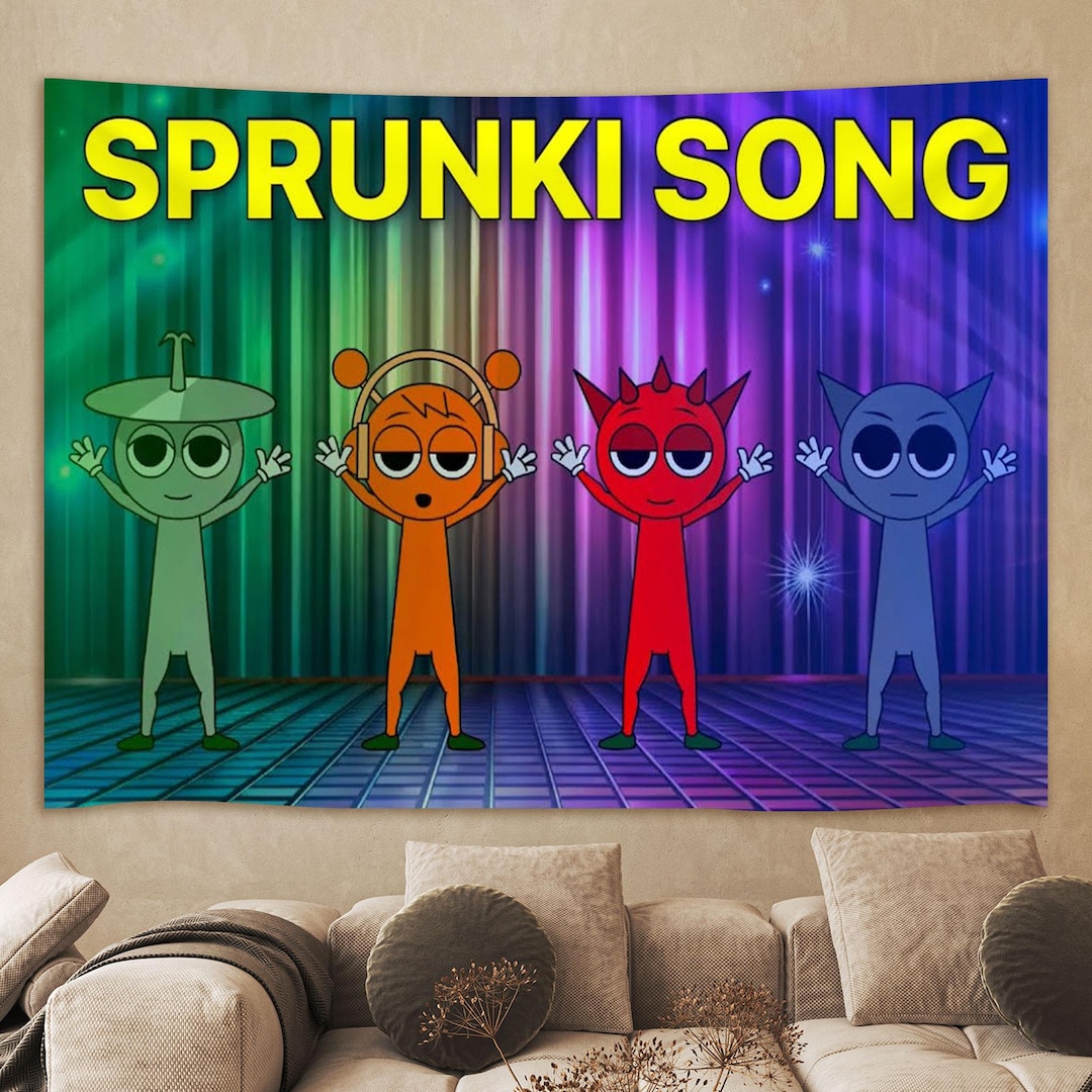 Rainbow Friends Tapestry, Sprunki Song Wall Tapestry, Funny Tapestry ...