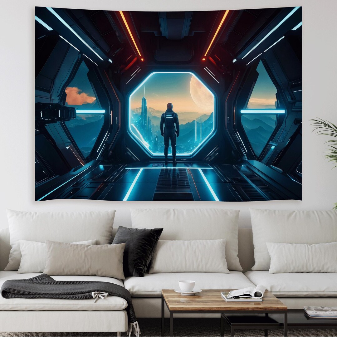 Cyberpunk Tapestry, Cyberpunk City Poster, Neo Futuristic Wall Art ...