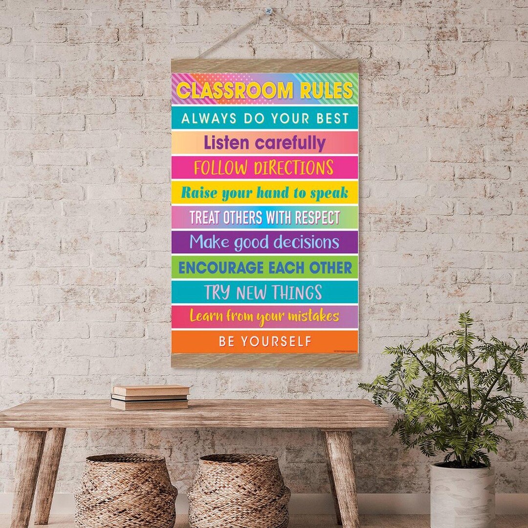 Classroom Rules Hanging Canvas Print, Class Rules Sign Classroom ...