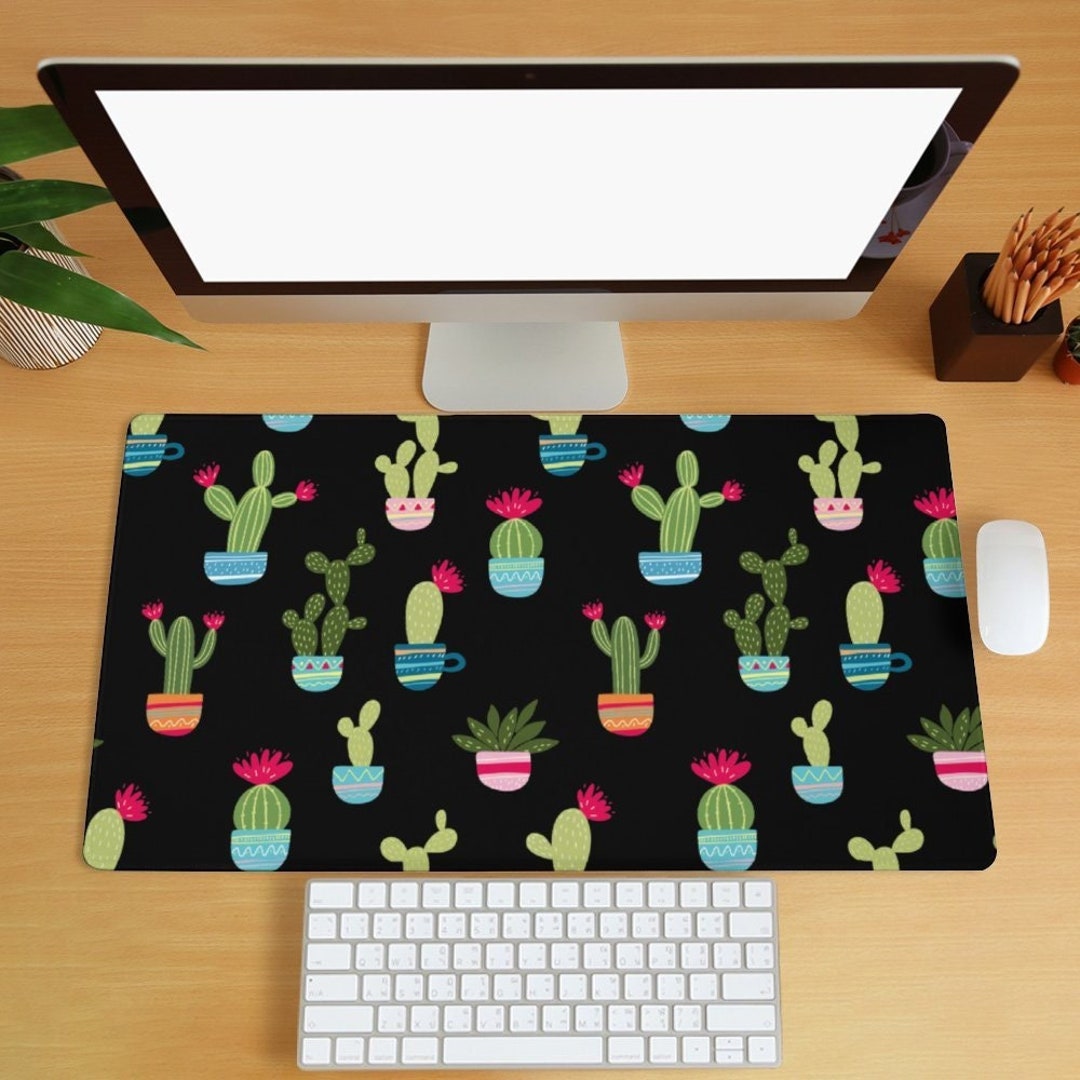Cactus Desk Mat, Cute Cactus Mouse Pad, Boho Desk Mat, Cactus Office ...