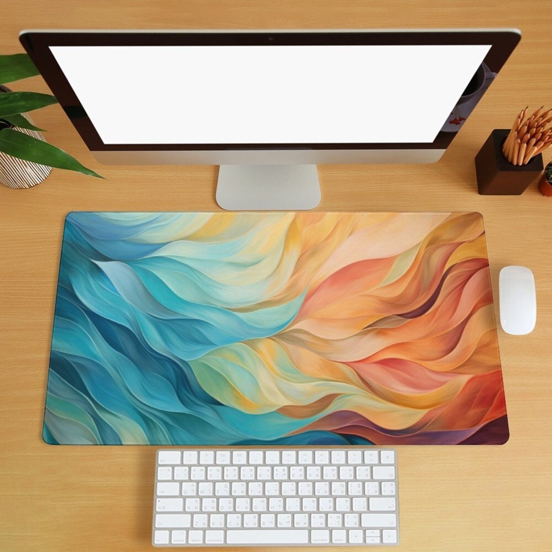 Colorful Desk Mat, Modern Art Desk Mat, Aesthetic Desk Mat, Retro Large ...