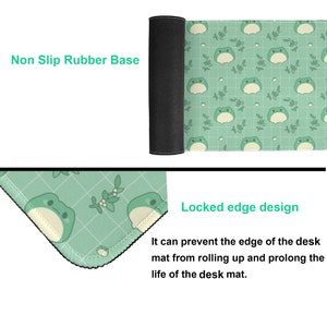 Cute Kawaii Frog Desk Mat Plant Gaming Mouse Pad Green Cartoon Computer ...