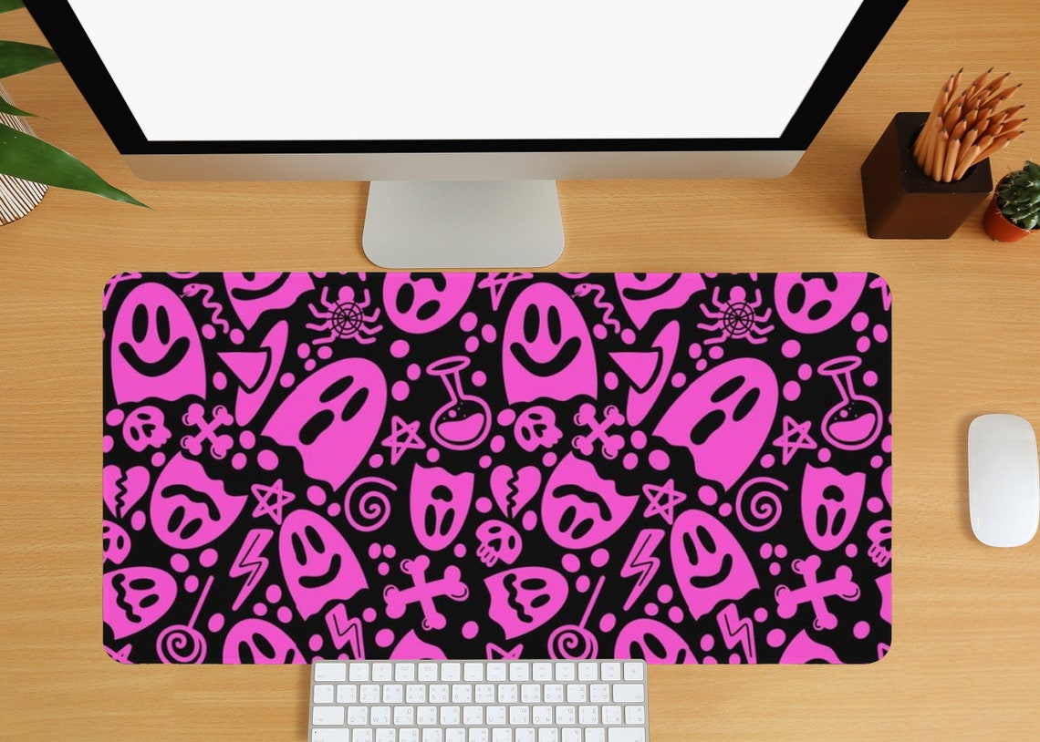 Ghost Pattern Desk Mat Kawaii Halloween Desk Mat Ghost Mouse - Etsy