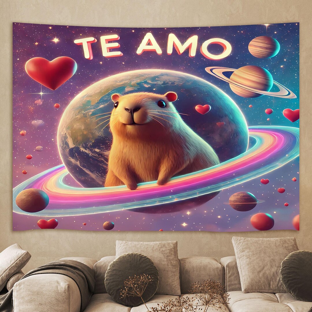 Capybara TE AMO Tapestry, Cute Capybara Tapestry, Funny Tapestry, Funny ...