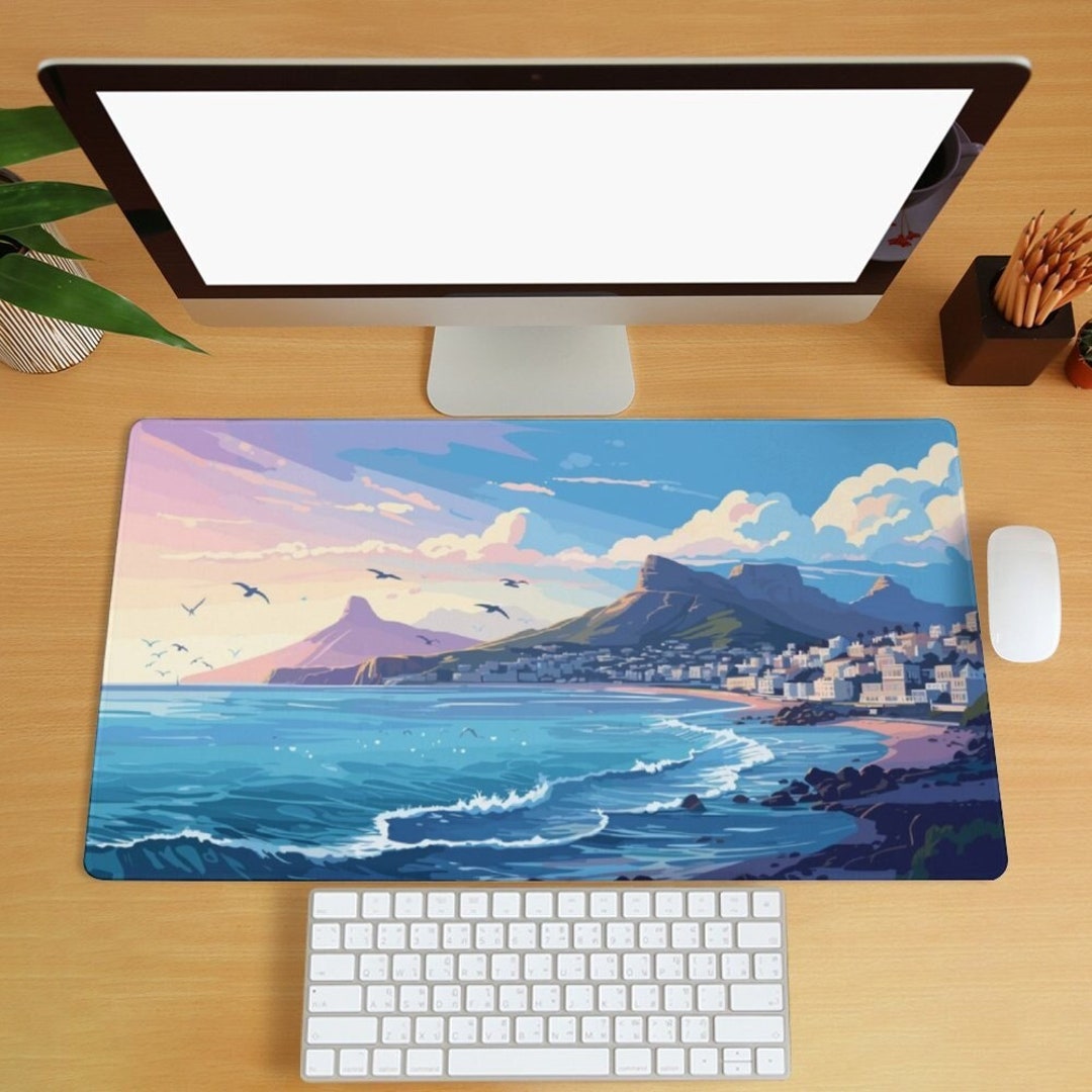 Ocean Waves Desk Mat, Sunset Beach Desk Mat, Blue Sky Clouds Desk Mat ...