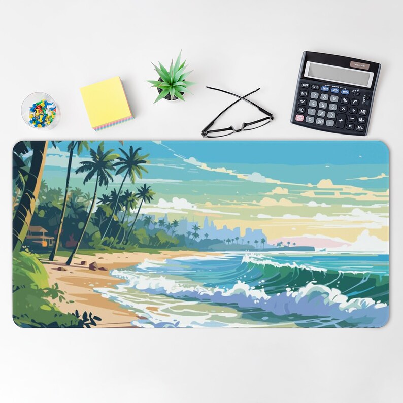Beach Desk Mat, Large Nature Mouse Pad, Beach Wave Desk Mat, Aesthetic ...