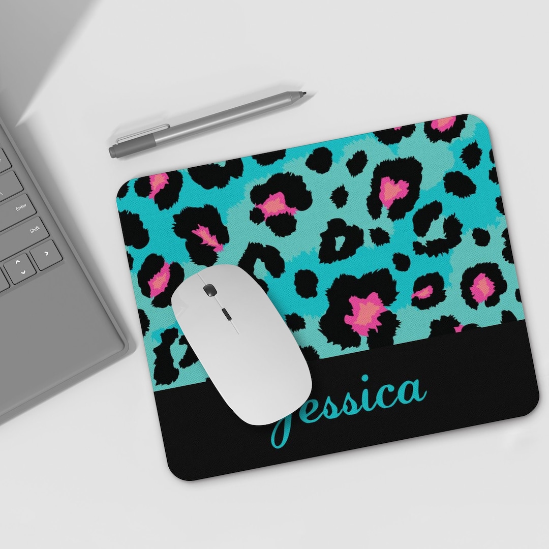Leopard Print Mouse Pad, Personalized Name Mouse Pad, Animal Print ...