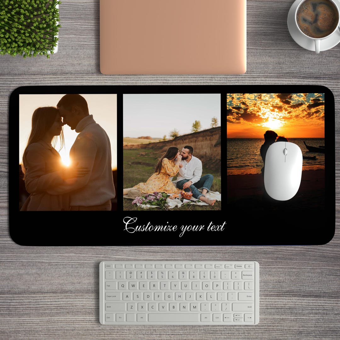 Personalized Photo Desk Mat,custom Desk Mat With 3 Photos,large Mouse ...