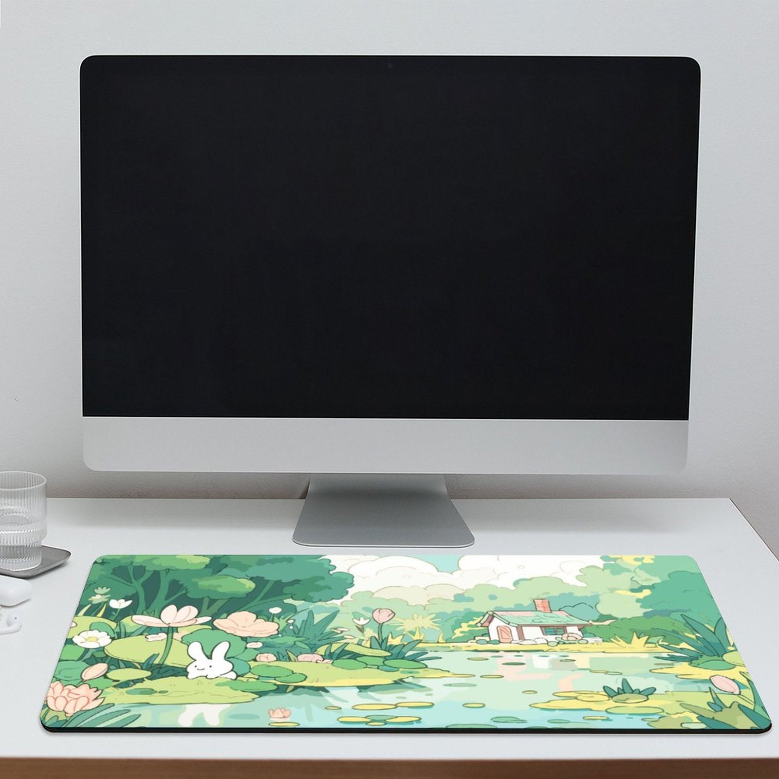 Kawaii Cartoon Animal Desk Mat Green Plant Flower Plant Desk Pad Cute ...
