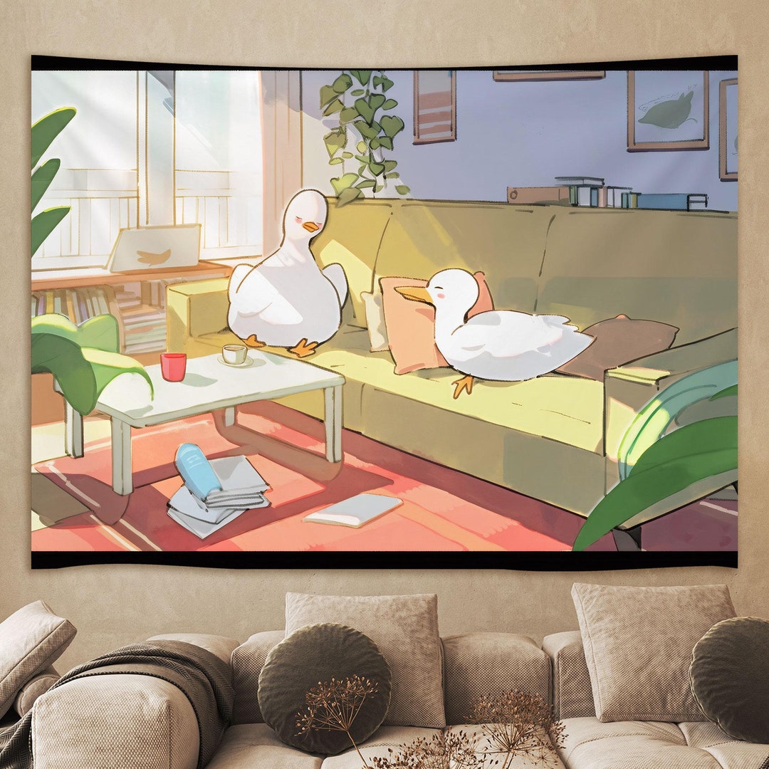 Cute Duck Tapestry,vintage Duck Printable Wall Art, Cute Cartoon Animal ...