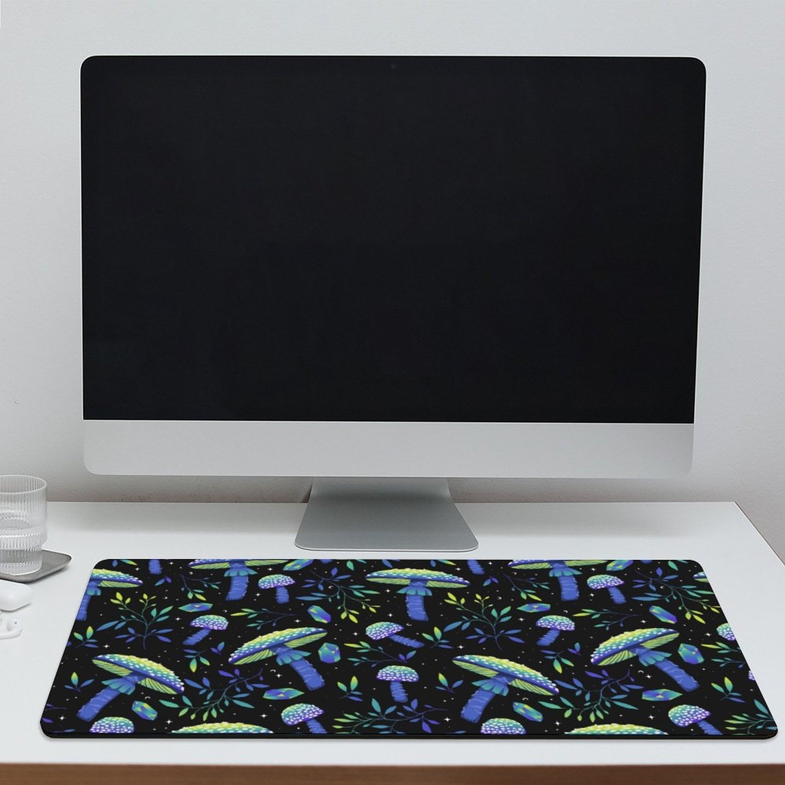 Psychedelic Mushroom Desk Mat Black Aesthetic Mouse Pads Plant - Etsy