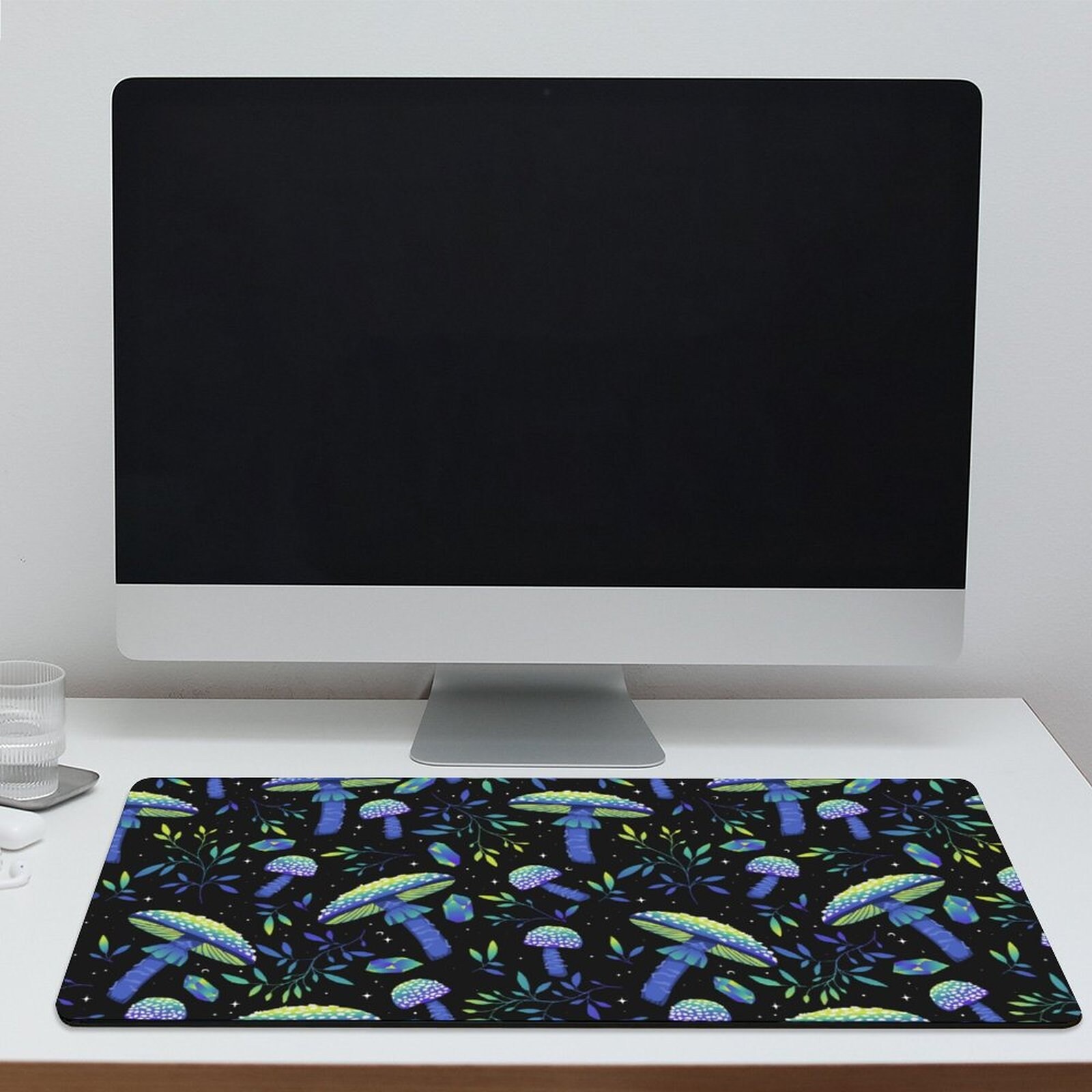 Psychedelic Mushroom Desk Mat Black Aesthetic Mouse Pads Plant - Etsy