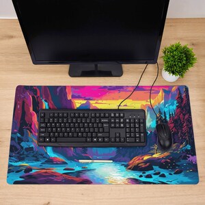 Mountain Sunset Desk Mat, Colorful Mouse Pad, Landscape Mousemat ...