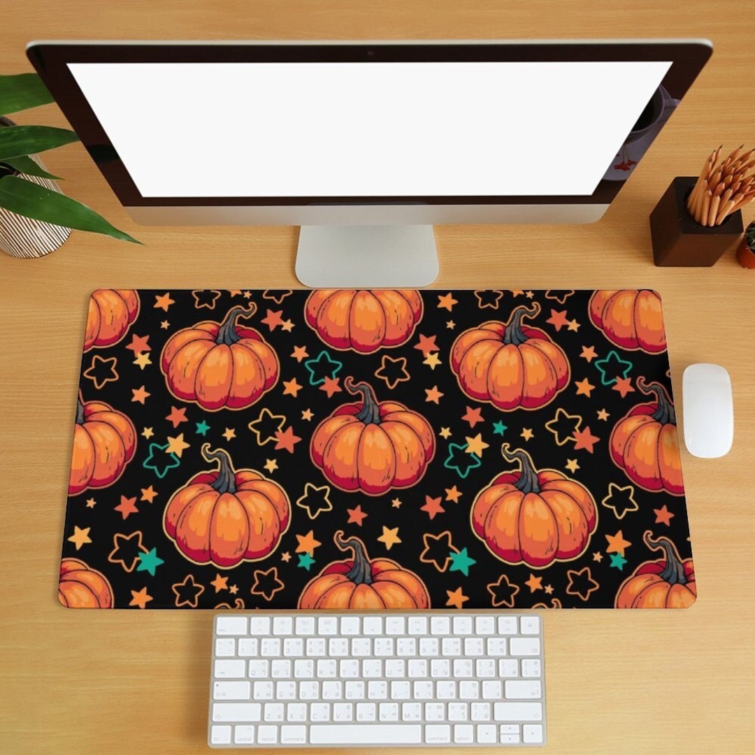 Fall Pumpkin Desk Mat Stars Desk Mat Halloween Pumpkin Mouse Pad Long ...