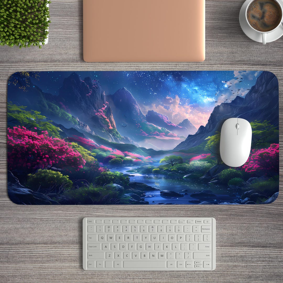 Fantasy Forest Desk Mat,cozy Gamer Decor,fantasy Desk Mat,cosmic Desk ...