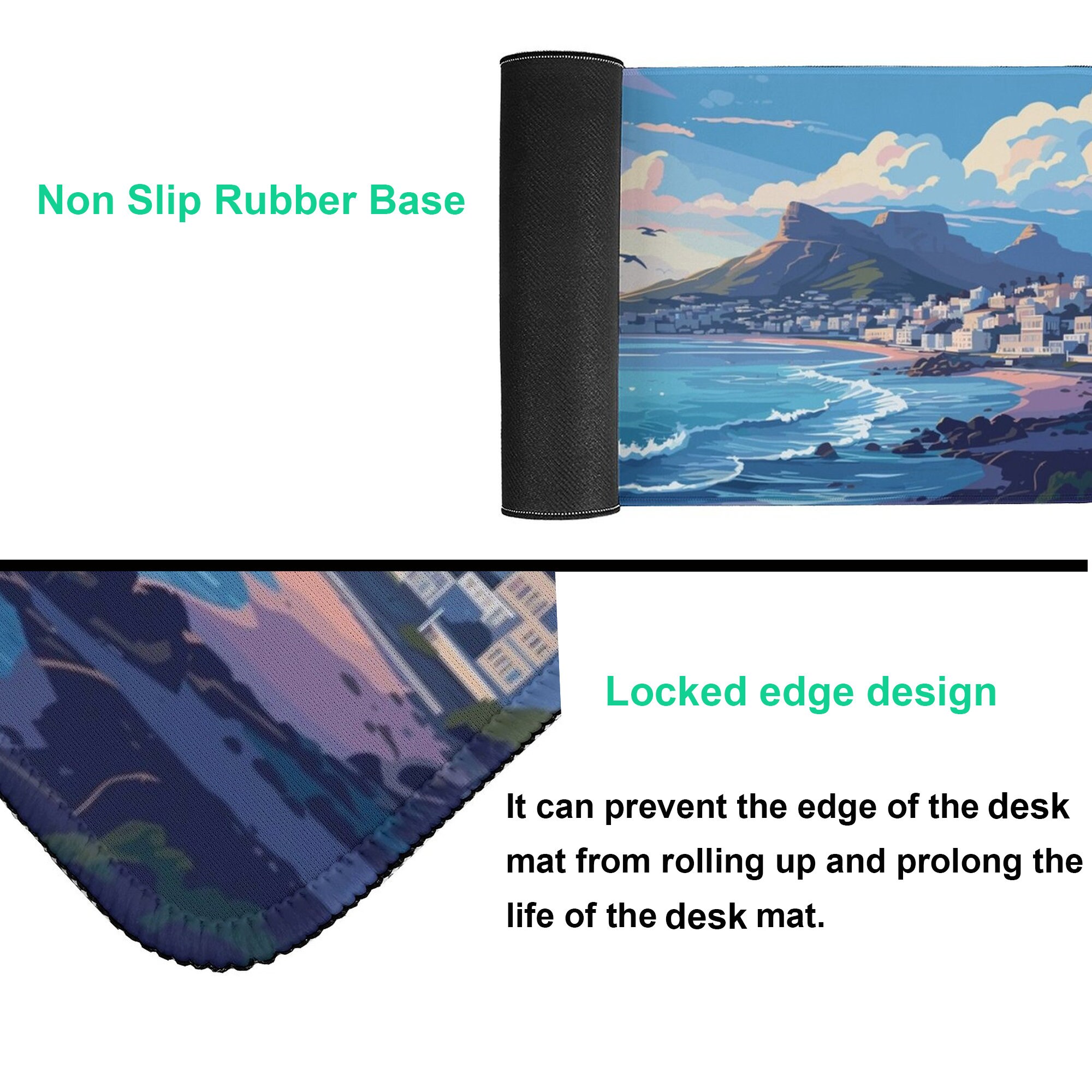 Ocean Waves Desk Mat Sunset Beach Desk Mat Blue Sky Clouds - Etsy